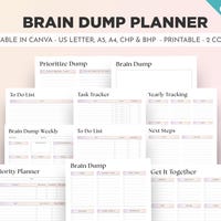Brain Dump Printable, Thought Organizer, to Do List, Printable PDF ...