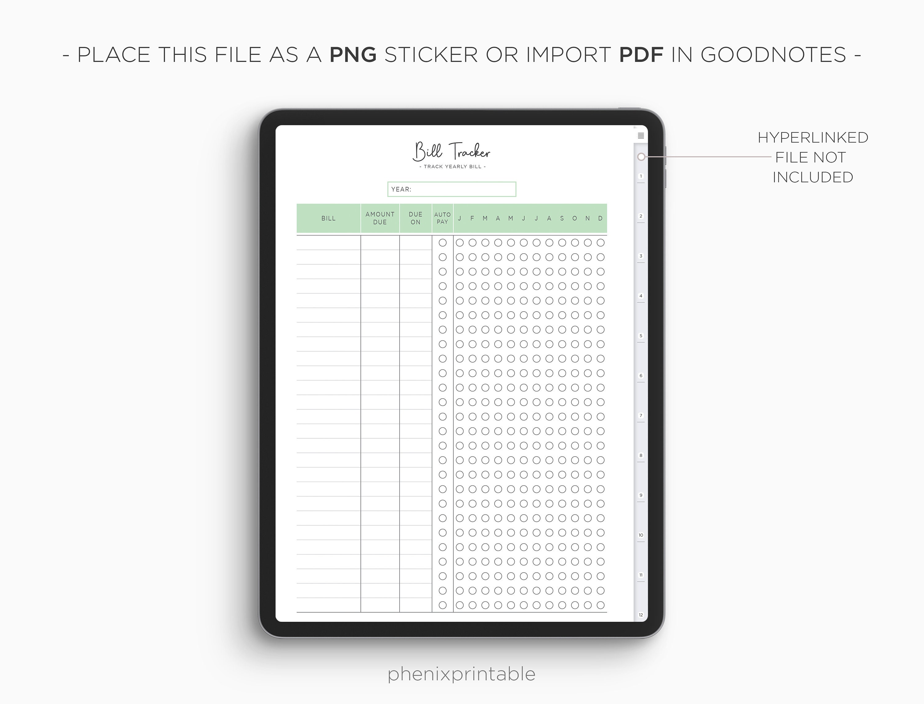 Bill Tracker Payment Organizer Yearly Monthly Bill Planner | Etsy
