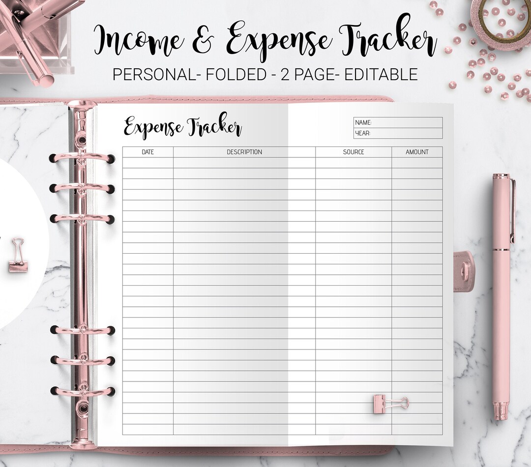 Income & Expense Tracker Spending Log Monthly Expense Finance Planner ...