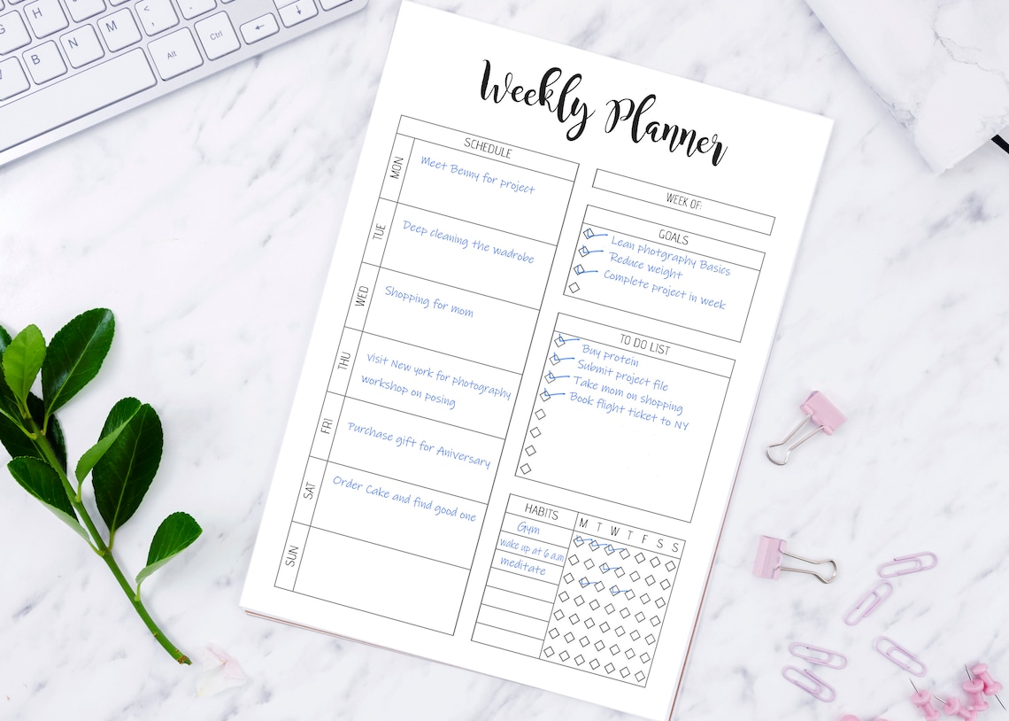 Daily Weekly Monthly Planner Daily Routine Editable A5 A4 - Etsy