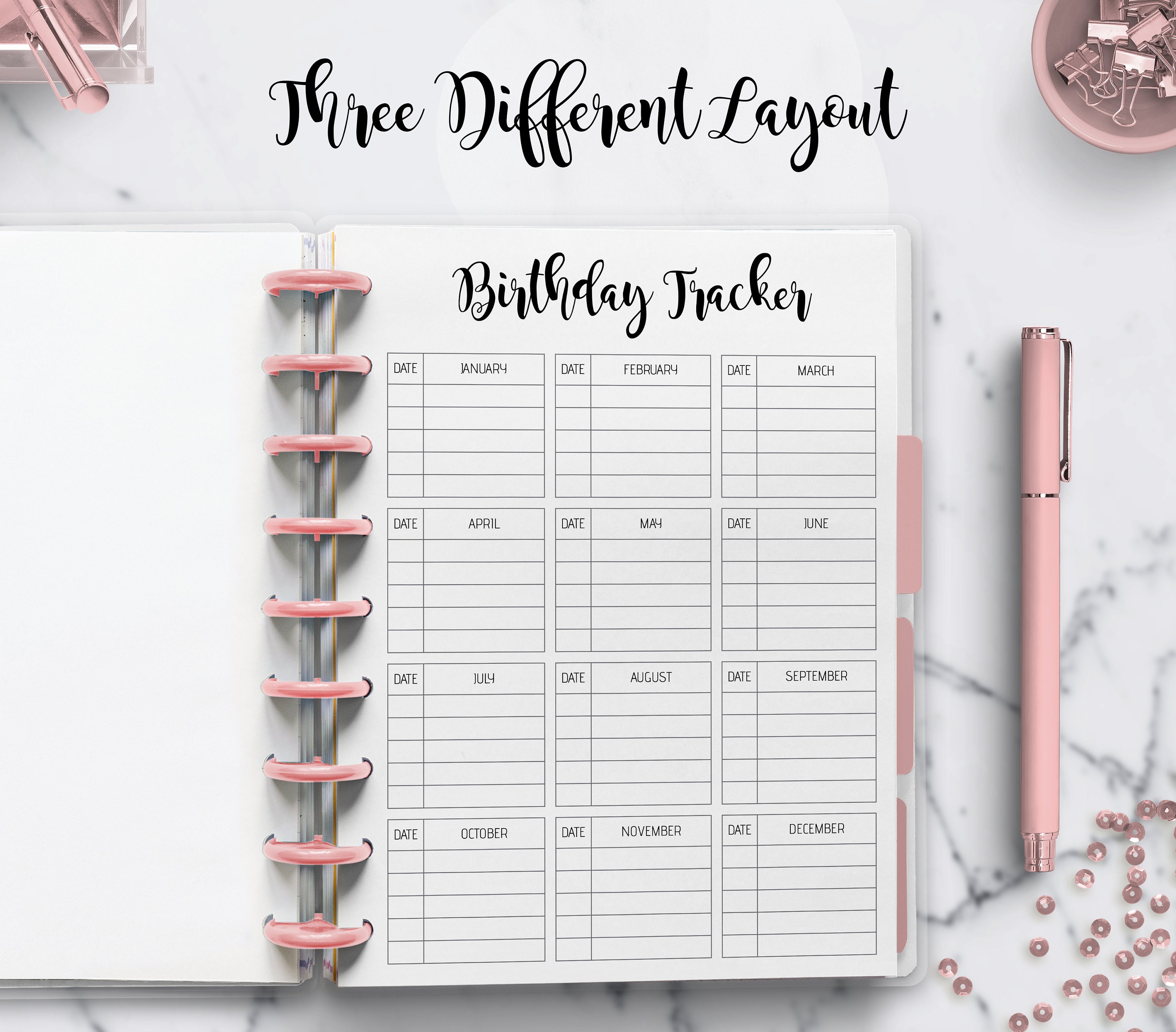 Birthday Tracker Birthday Log Anniversary Calendar Bullet - Etsy