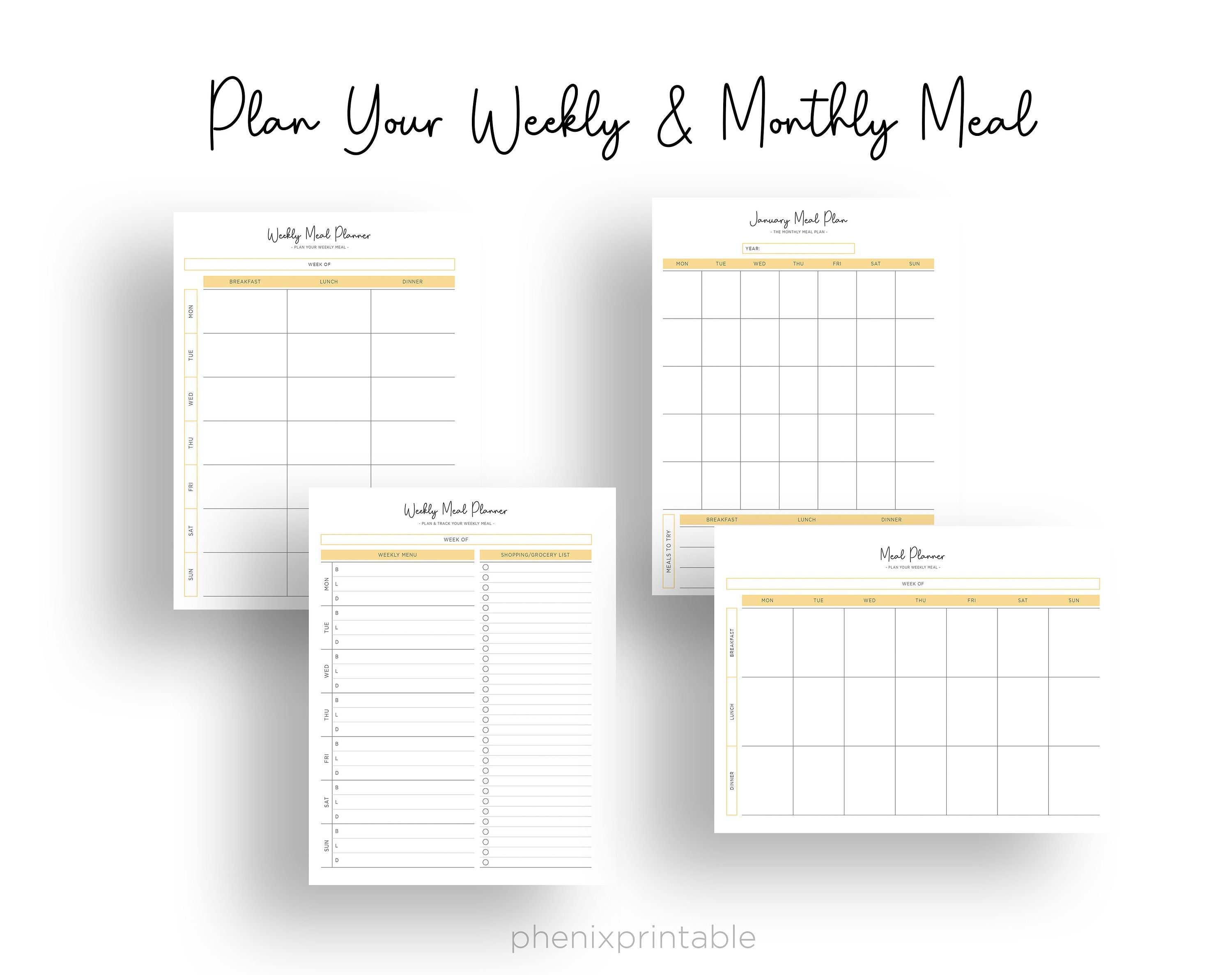 Meal Planner Weekly Meal Menu Planner DIY Recipe Planner Book - Etsy