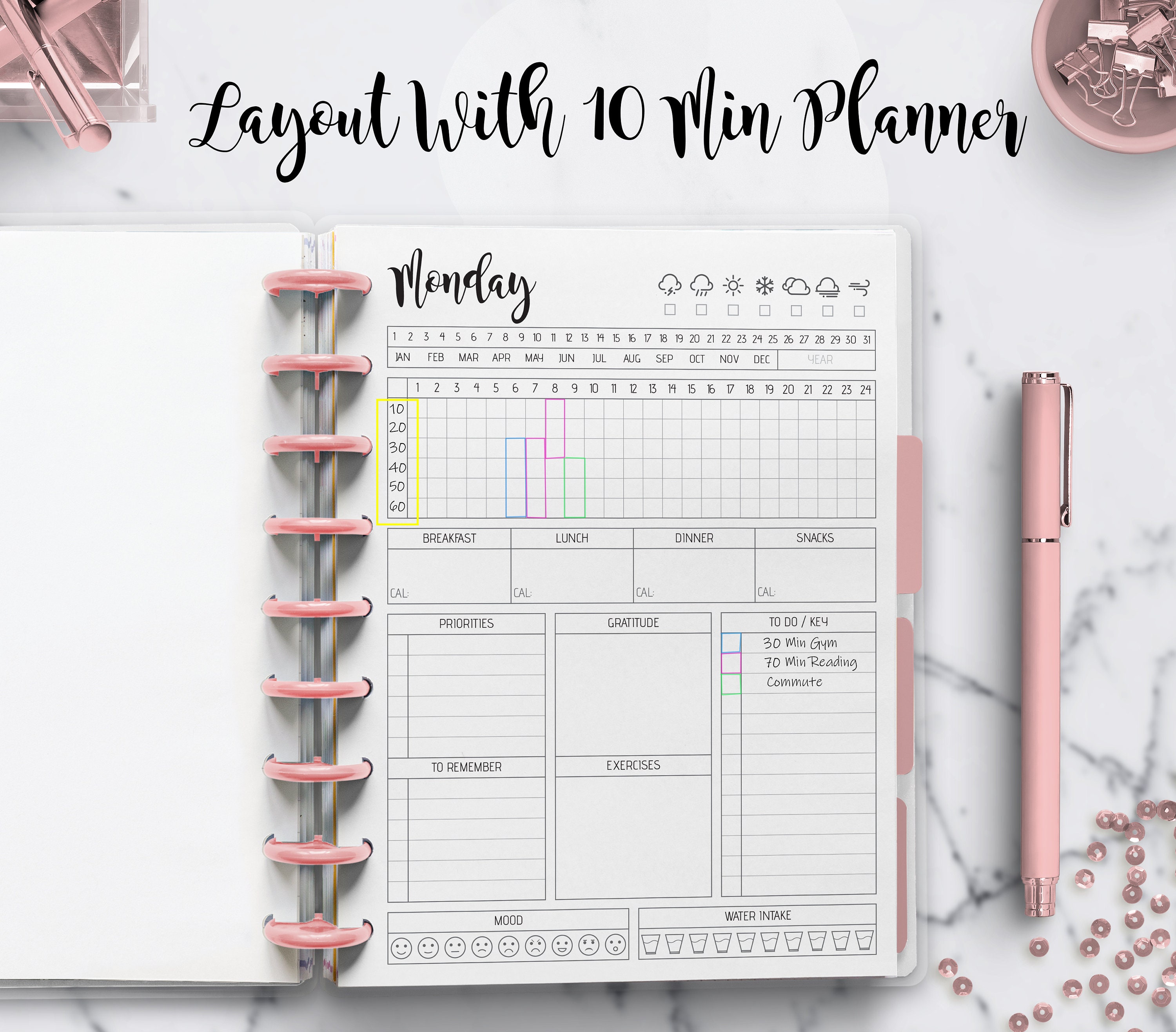 Planificador diario Planificador de día Planificador de | Etsy México