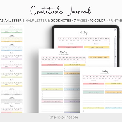 Daily Reflection Digital Planner Insert Gratitude Journal - Etsy