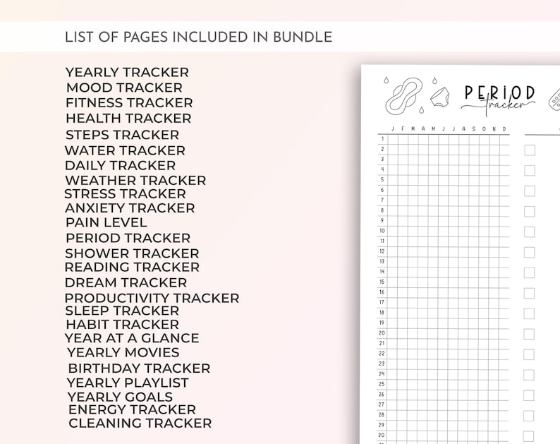 2026 Bullet Journal Yearly Tracker Bundle, A4 A5 Letter (printable PDF ...