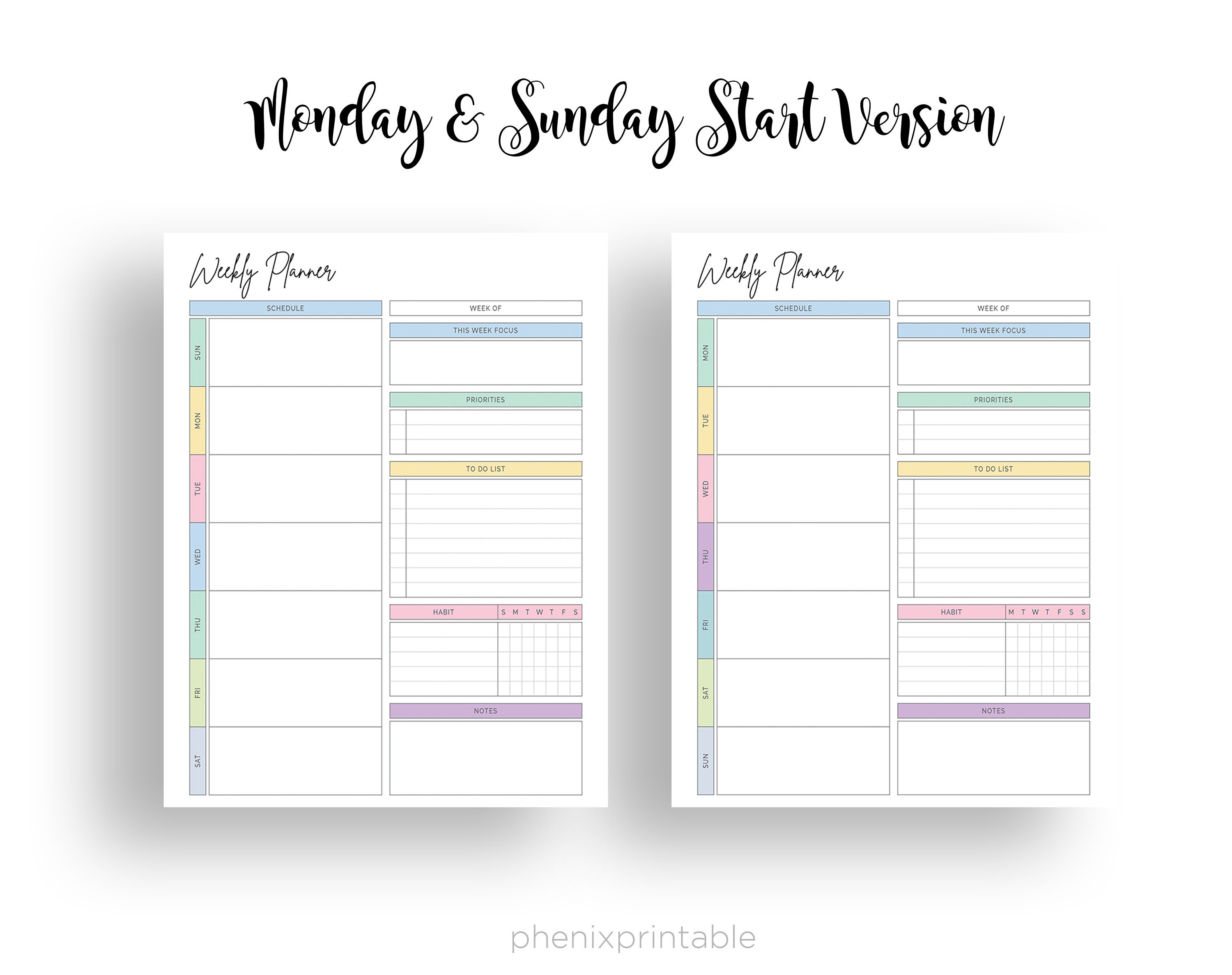 Daily Planner Printable Inserts, Time Management (A4, A5, Happy Planner ...
