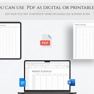 EDITABLE Weekly Hourly Schedule Template Weekly Planner Printable ...