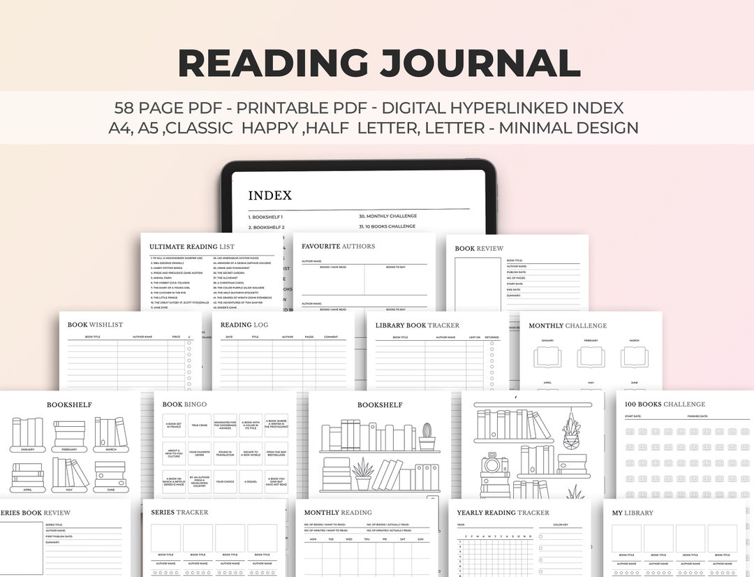 Book Reading Journal Tracker: Bookshelf Design (PDF Printable) - Etsy