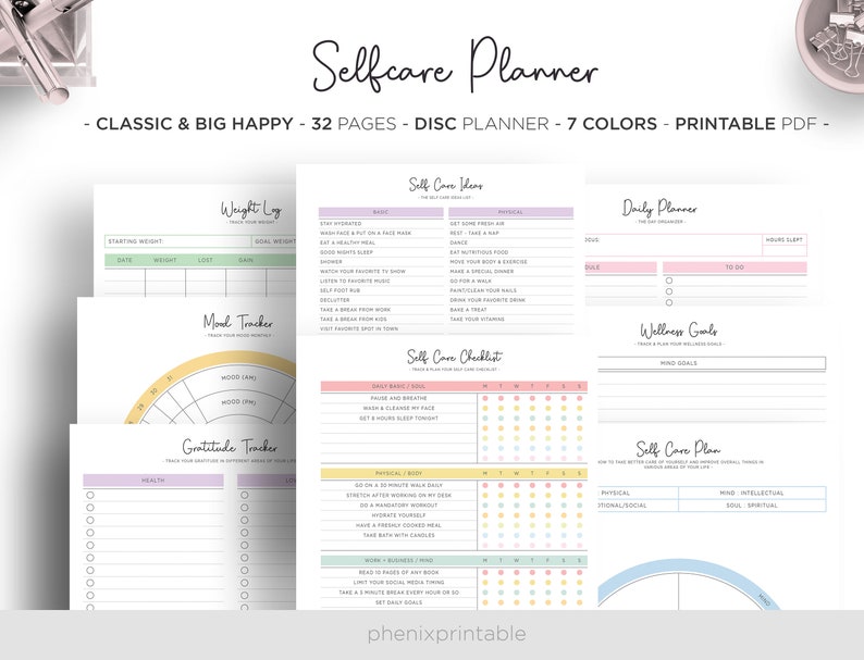 Self Care Journal Self Care Planner Worksheet Mood Tracker - Etsy