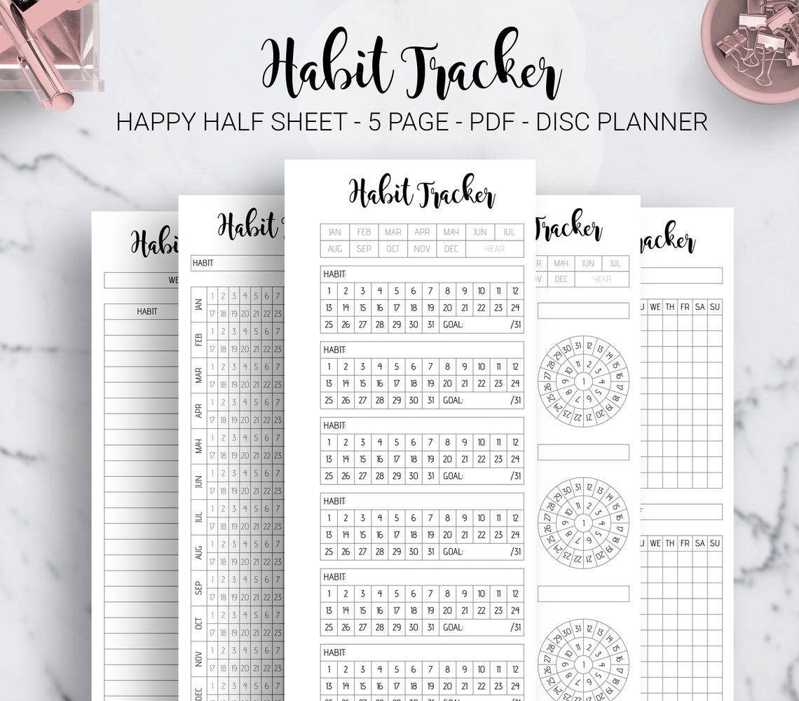 Habit Tracker Circular Hábito Tracker Mensual Anual Hábito - Etsy México