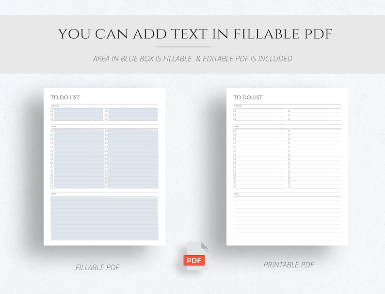 Minimal to Do List Printable, Simple Task List (fillable PDF, Google ...