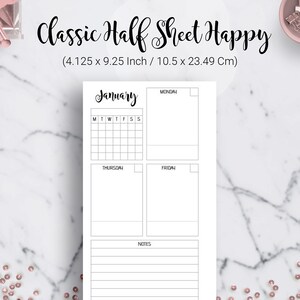 Week at a Glance Weekly Planner Undated Weekly Layout Agenda Skinny ...