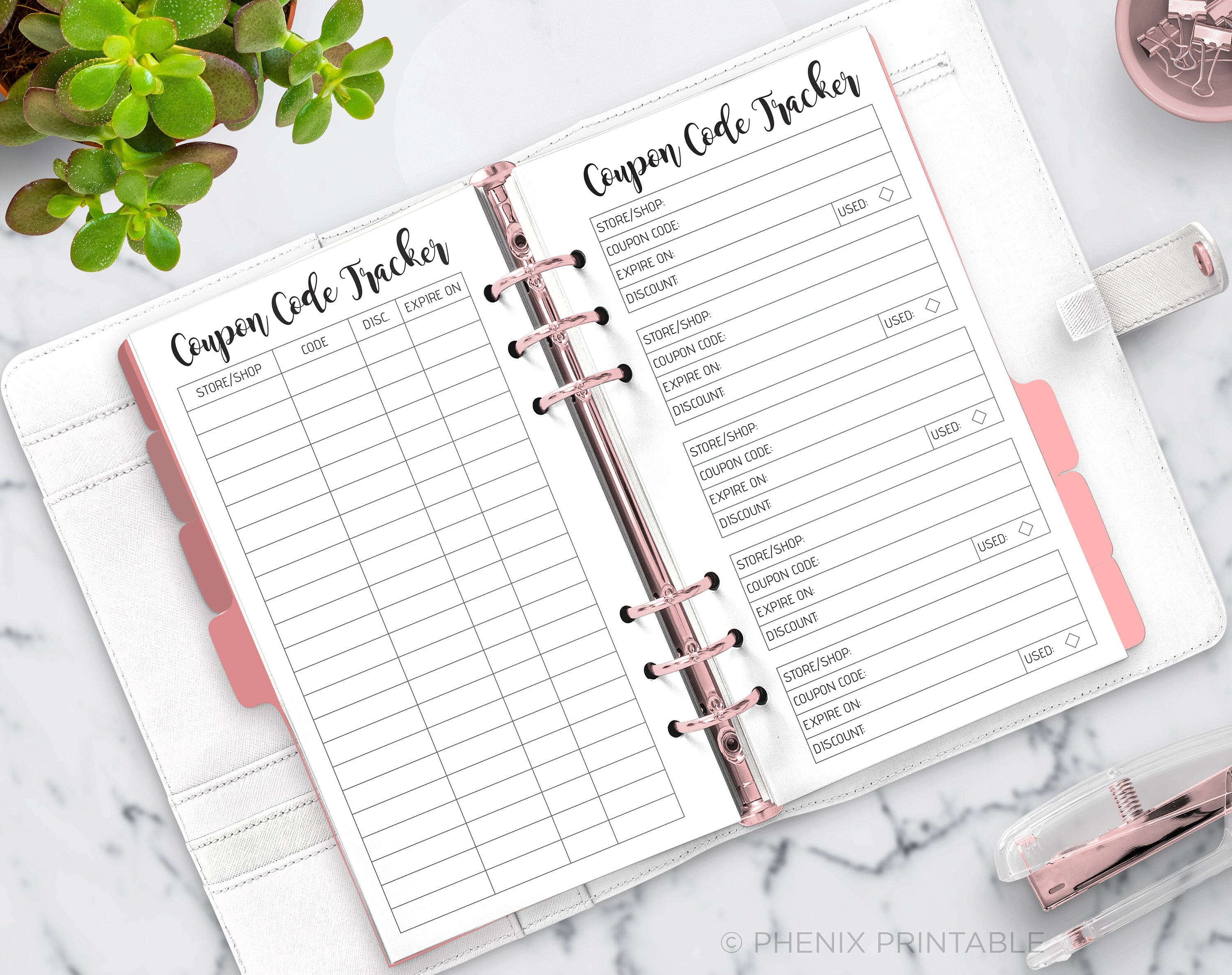 Coupon Code Tracker Organizer Discount Tracker Shop Shopping | Etsy