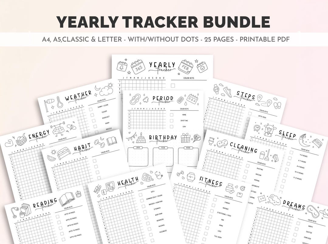 2026 Bullet Journal Trackers, Yearly Trackers Bundle, Bujo Planner With ...