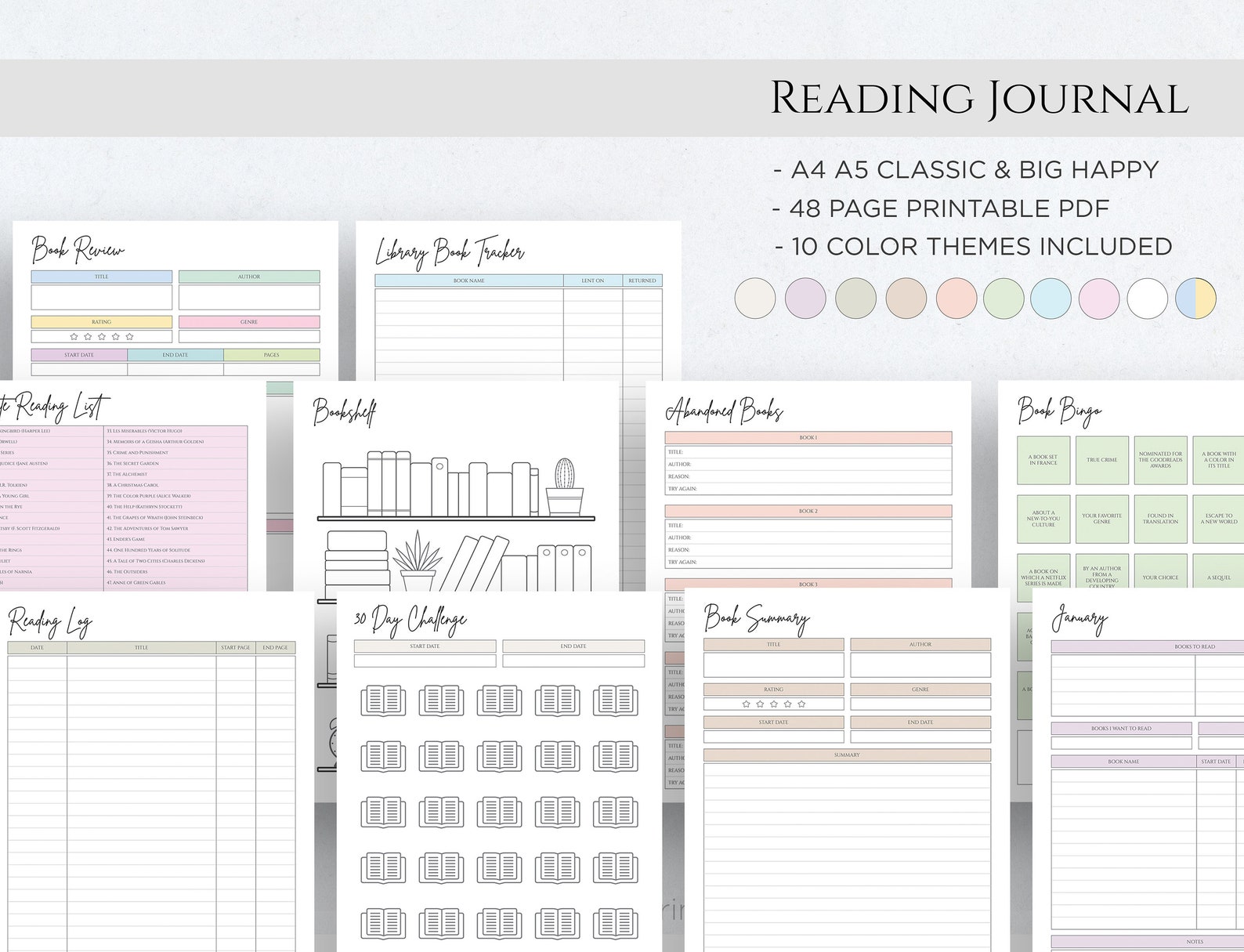 Printable Reading Journal Reading Log Book Tracker Reading - Etsy