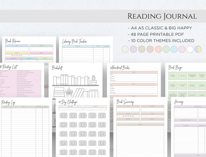 Printable Reading Journal Reading Log Book Tracker Reading - Etsy