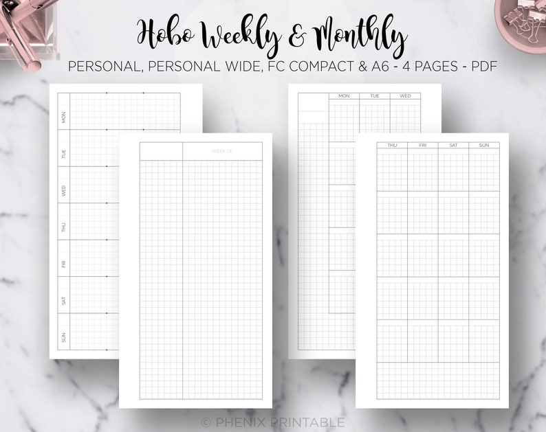 Hobonichi Weekly Planner Hobo Techo Monthly Planner Grid - Etsy