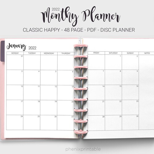 Monthly Planner Undated Month on Two Pages Monthly Calendar - Etsy