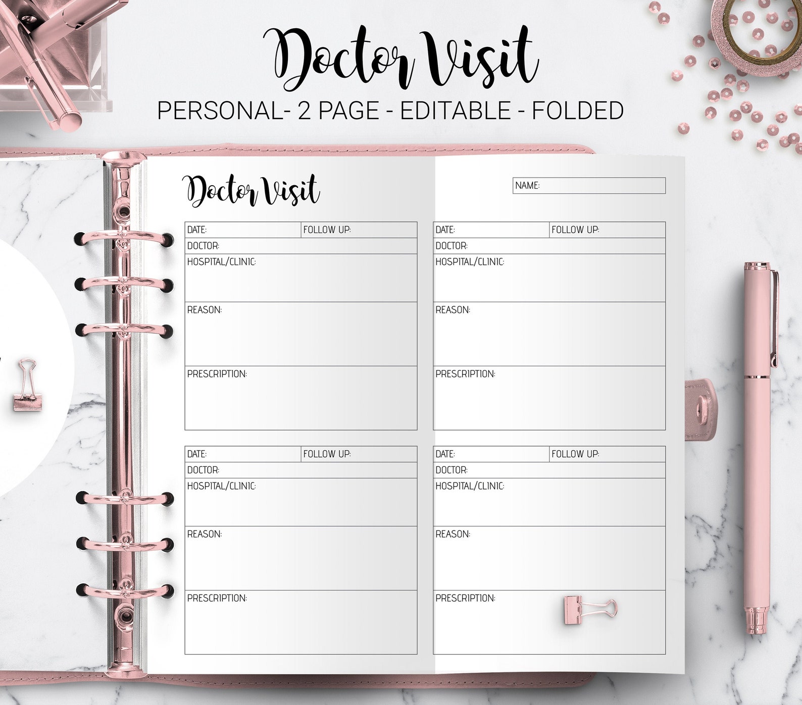 Doctor Visit Tracker Medical Appointment Medical Planner - Etsy UK
