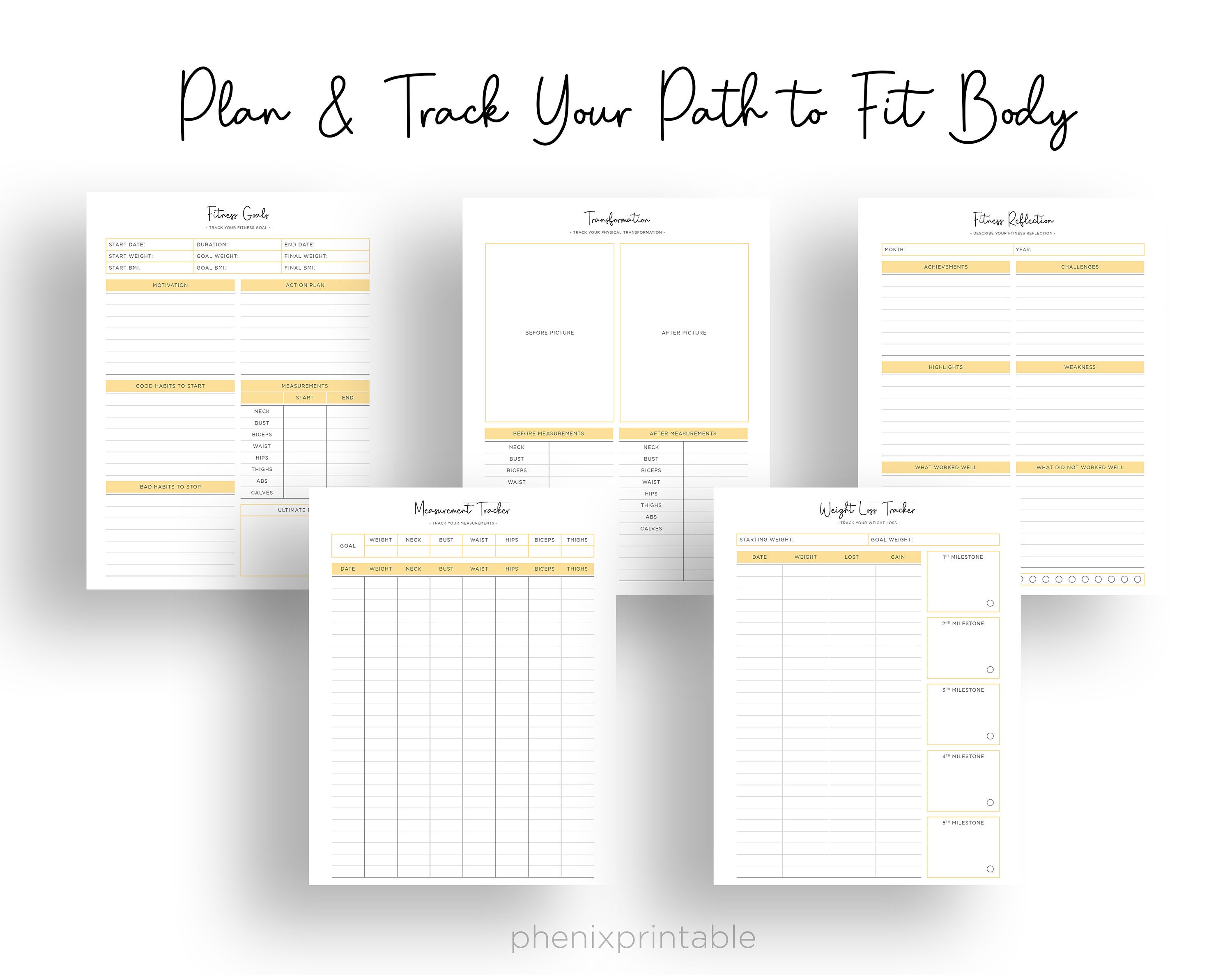 Fitness Planner Weight Loss Calorie Tracker Workout Log 30 Day - Etsy