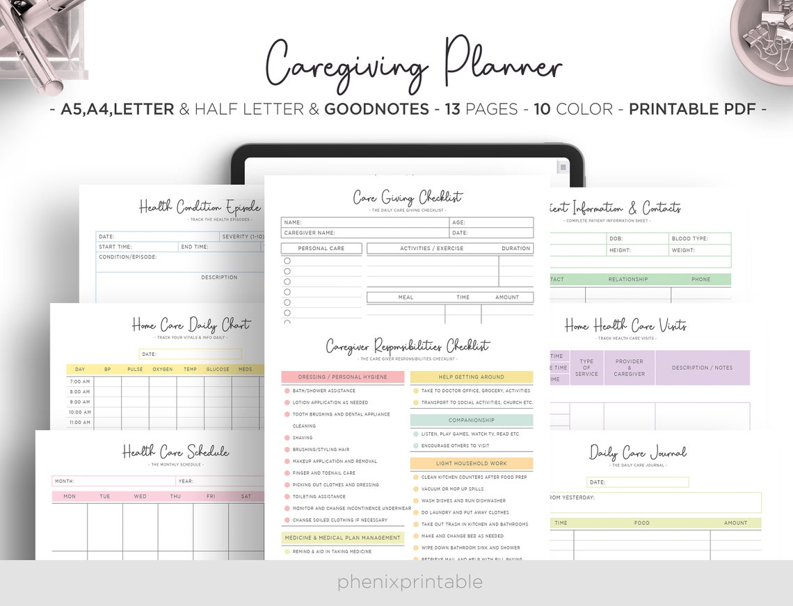 Caregiver Daily Task Caregiving Checklist Elderly Care - Etsy