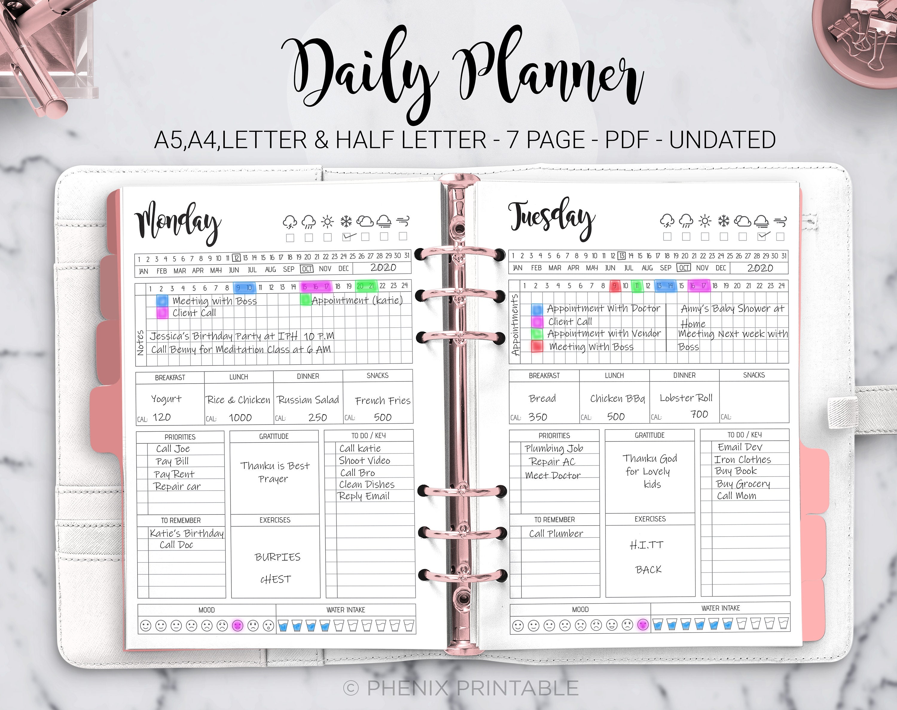 Daily Planner Day Planner Work Planner Weekly Planner Hourly - Etsy