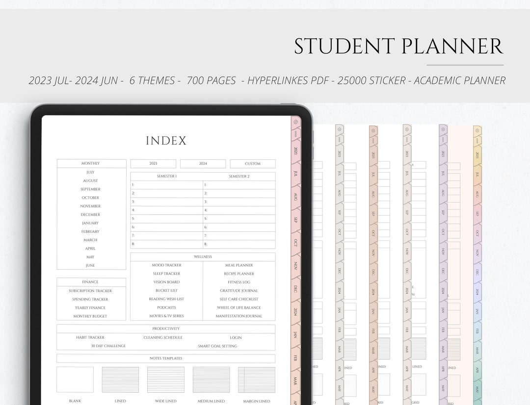 Student Digital Planner Goodnotes 2023 2024, Academic Planner, College ...