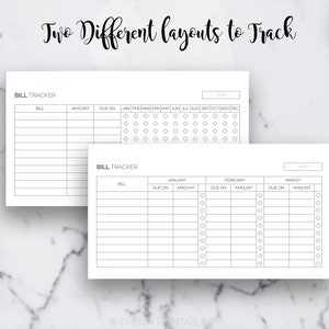 Bill Tracker Payment Organizer Yearly Monthly Bill Finance Planner ...