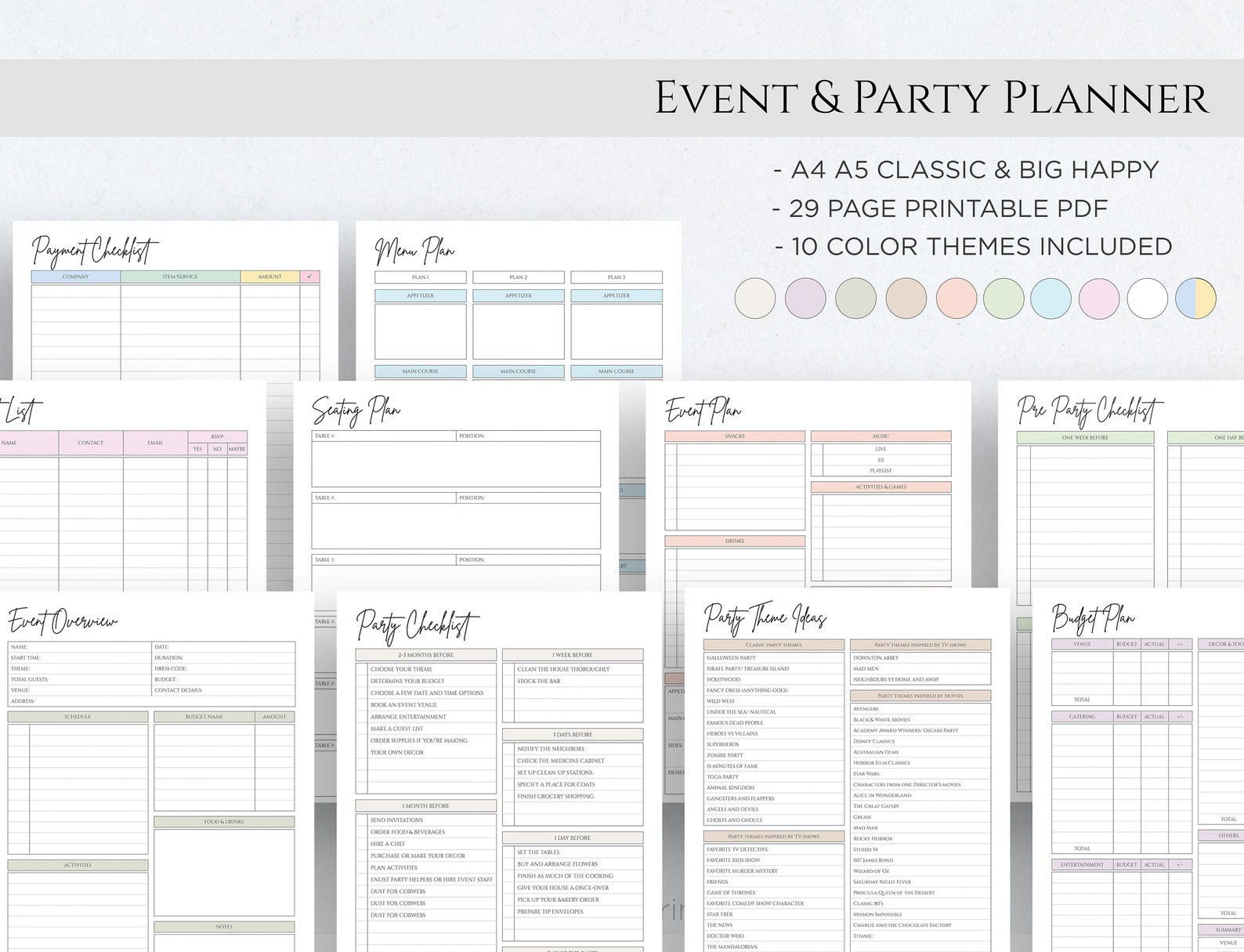 Printable Event Planner Event Organizer Party Guest List - Etsy