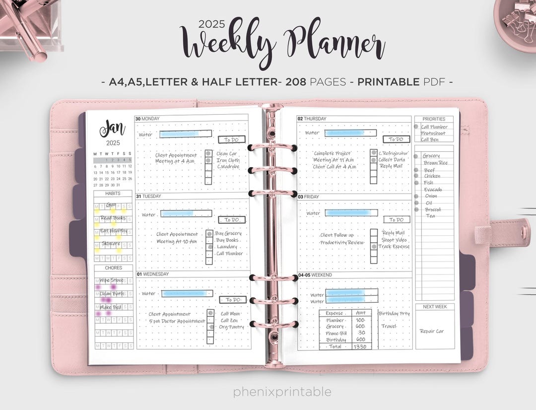 2025 Weekly Planner to Do List Daily Planner Weekly Schedule Chores Dot ...