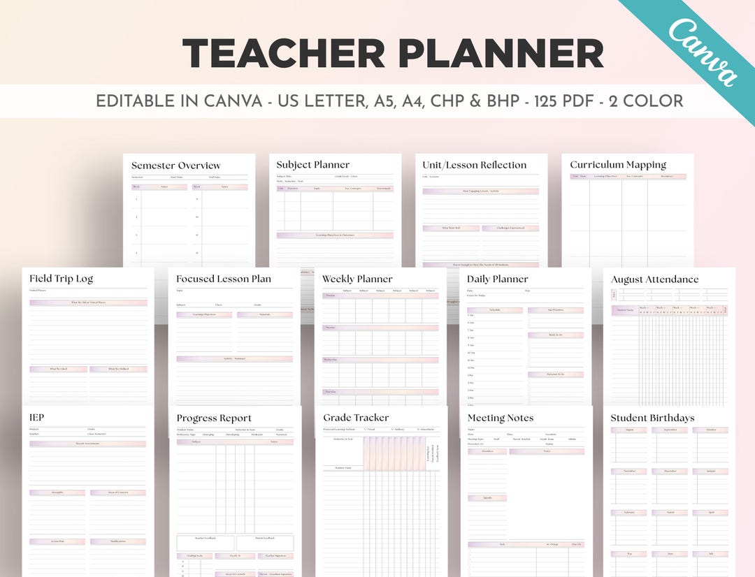 Teacher Planner Printable Lesson Planner Classroom Planner 2025 2026 ...