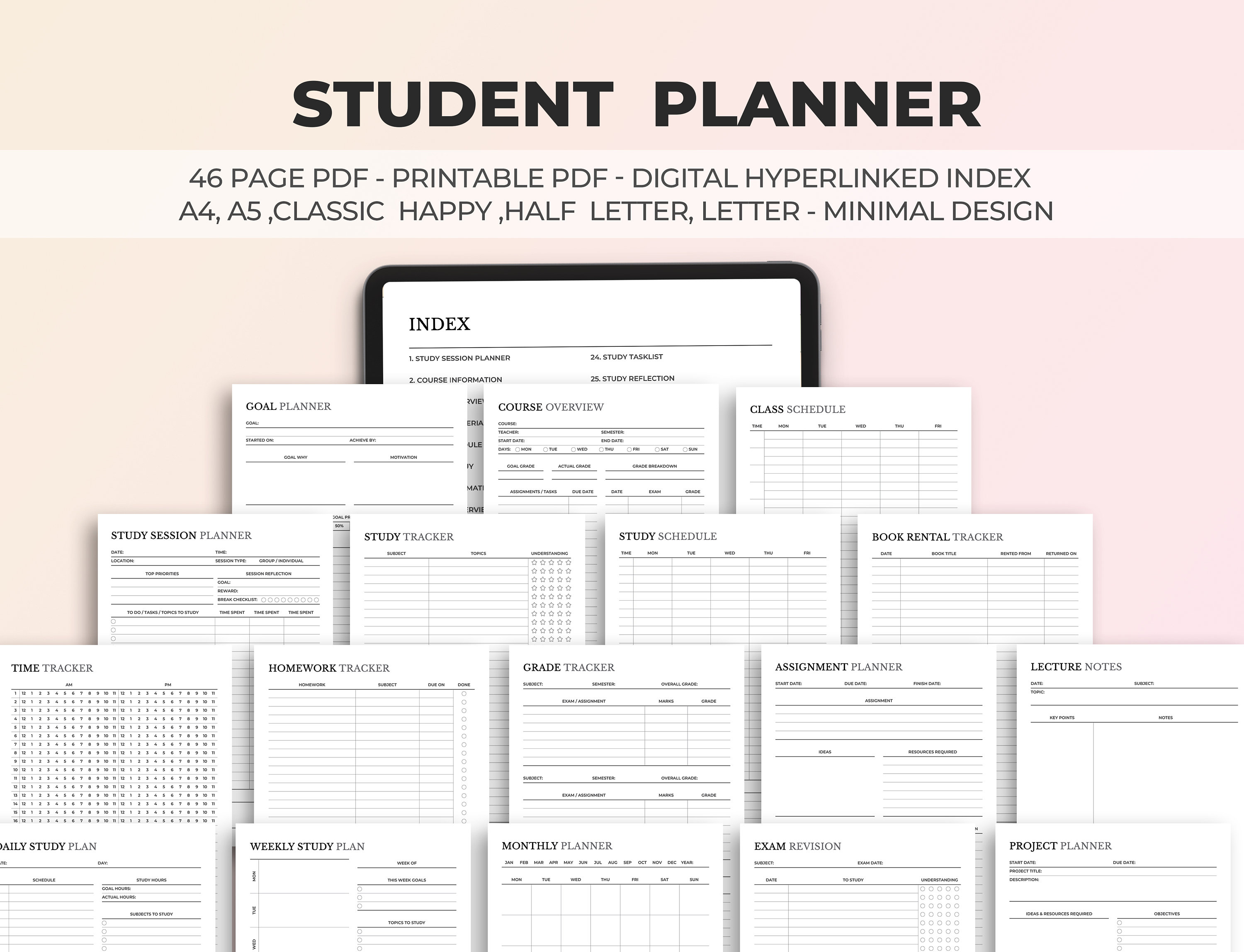 Printable Student Planner Bundle, Academic & College Planner (PDF) - Etsy