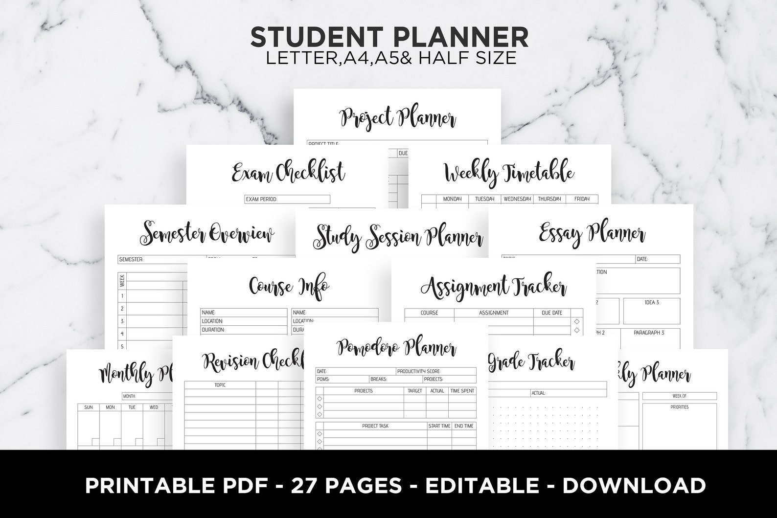 Ultimate Student Planner Study Organizer Back to College - Etsy