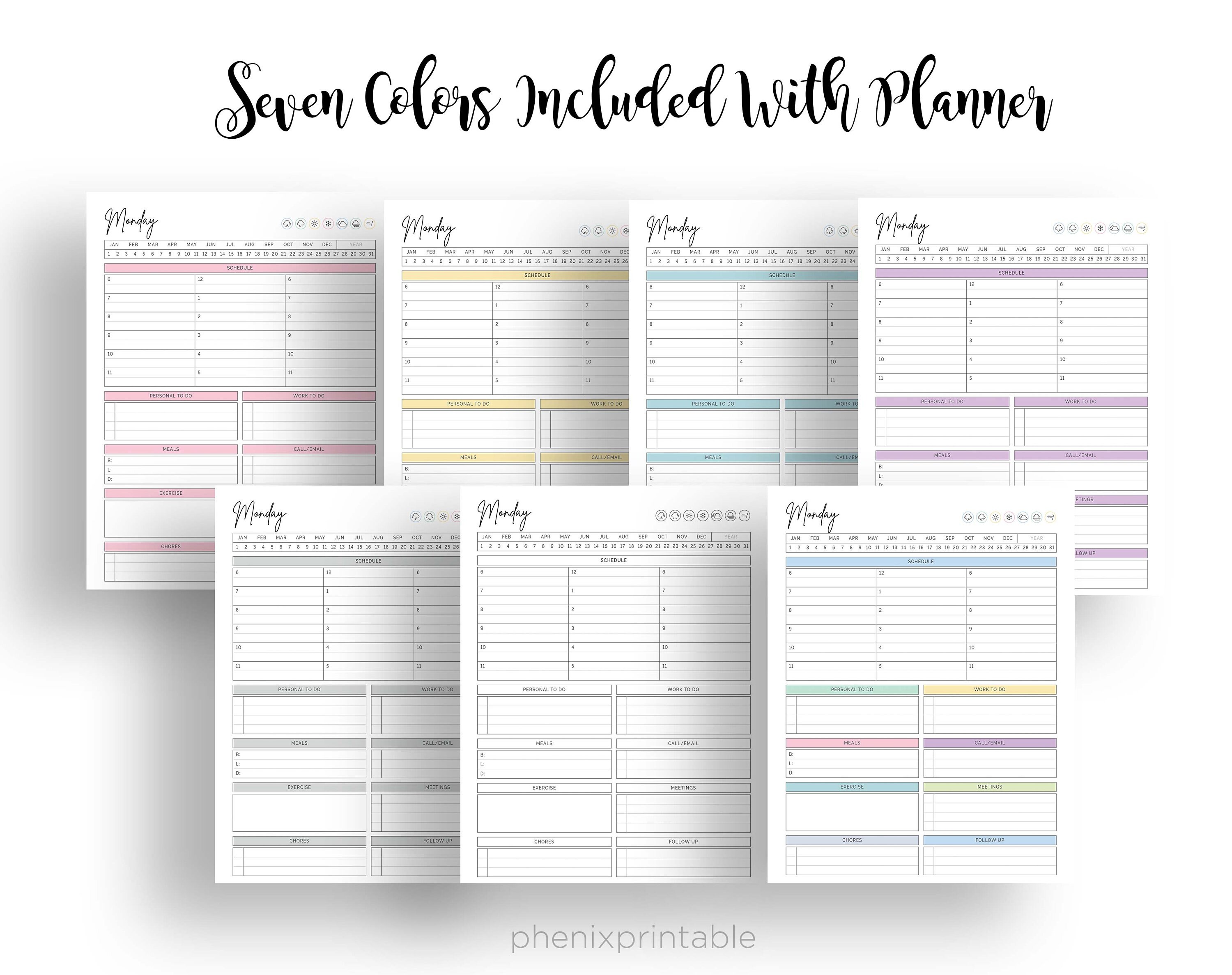 Daily Planner Printable Inserts, Time Management (A4, A5, Happy Planner ...