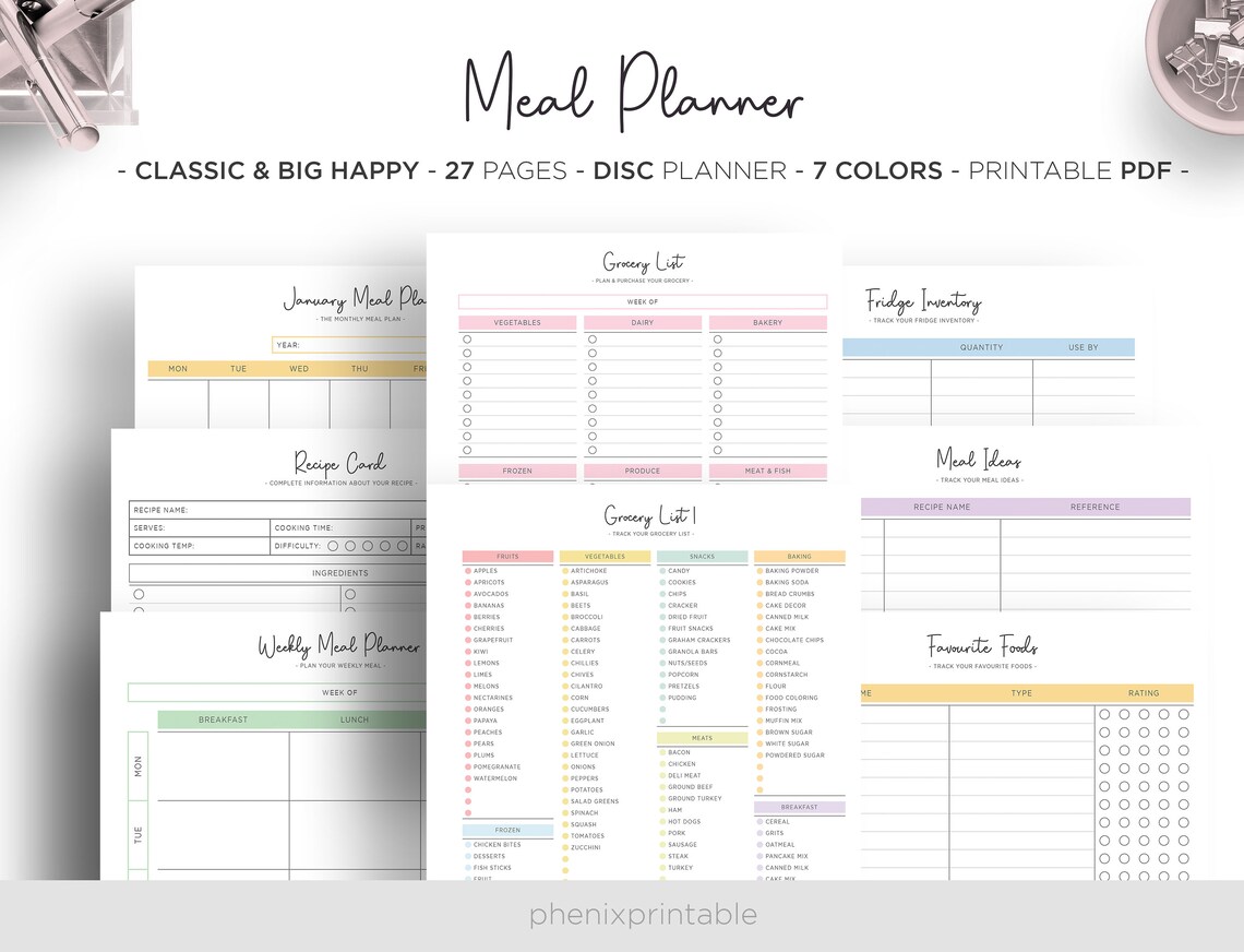 Meal Planner Weekly Meal Menu Planner DIY Recipe Planner Book - Etsy
