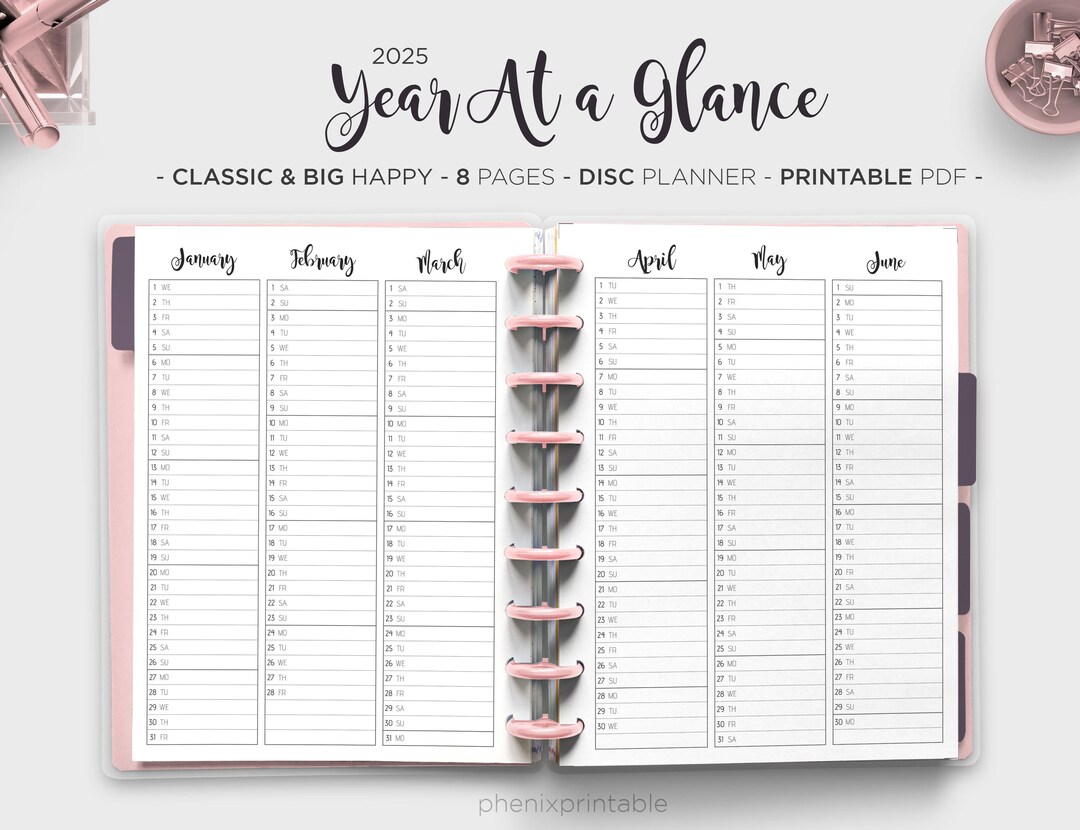 Year at a Glance 2025 Yearly Planner Yearly Agenda Yearly Overview ...