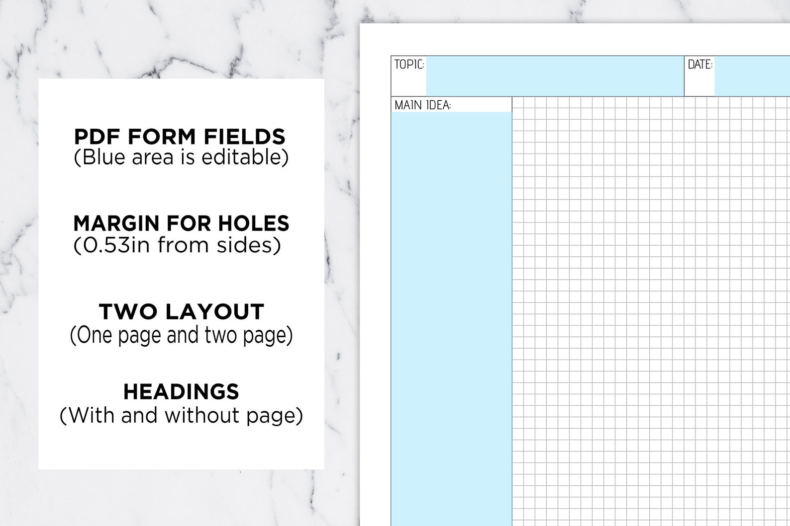 Cornell Notes Method Paper Note Taking Template Student Note Dot Grid ...