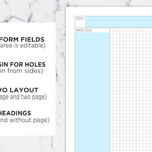 Cornell Notes Method Paper Note Taking Template Student Note Dot Grid ...