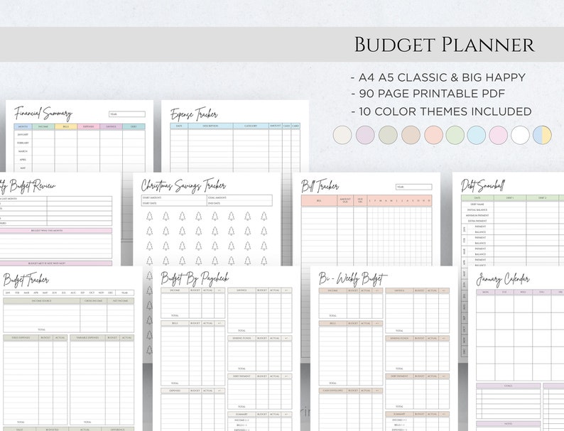 Printable Budget Planner, Weekly Monthly Finance Tracker (PDF A4 A5) - Etsy