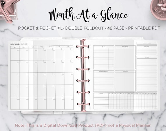 Month at a Glance Monthly Planner Undated Monthly Layout | Etsy