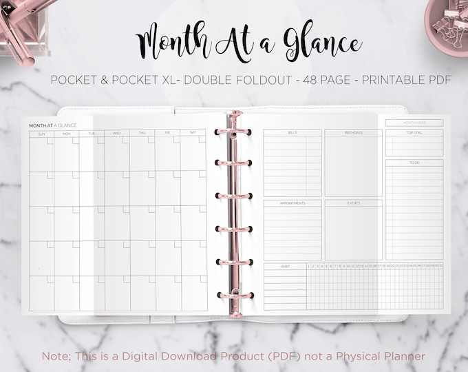 Month at a Glance Monthly Planner Undated Monthly Layout - Etsy