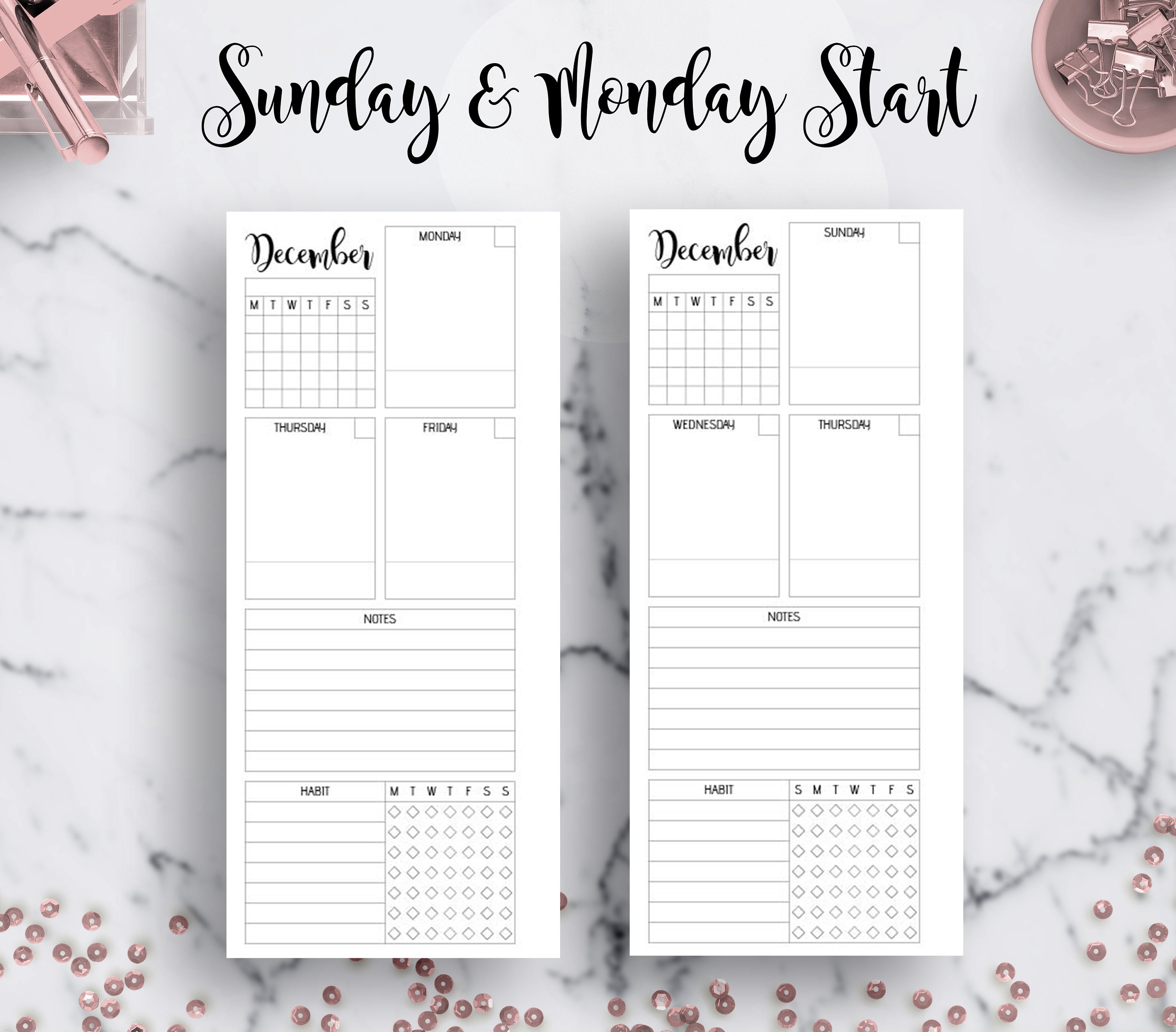 Weekly Planner Inserts, Skinny Classic Discbound, Half Sheet (PDF ...