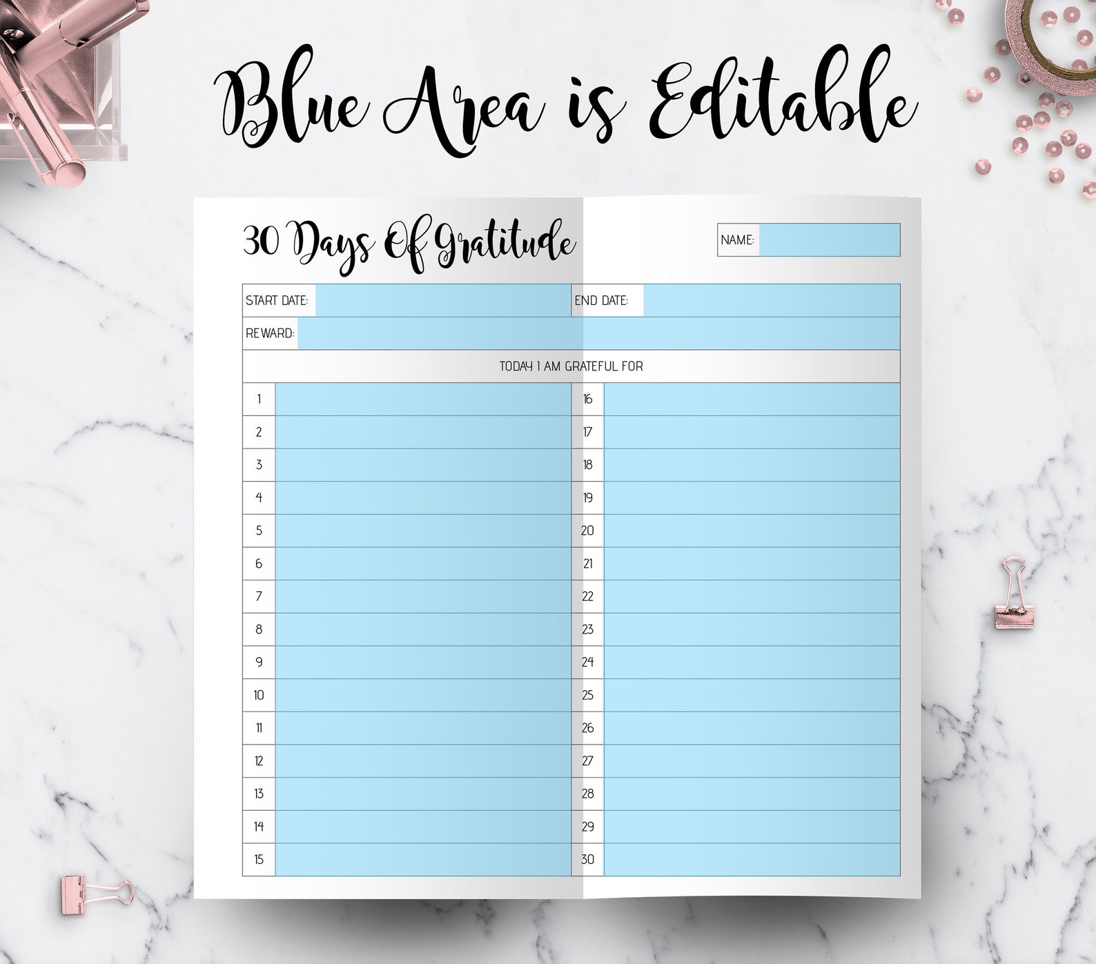 30 Day Gratitude Challenge Gratitude Journal Gratitude Tracker | Etsy