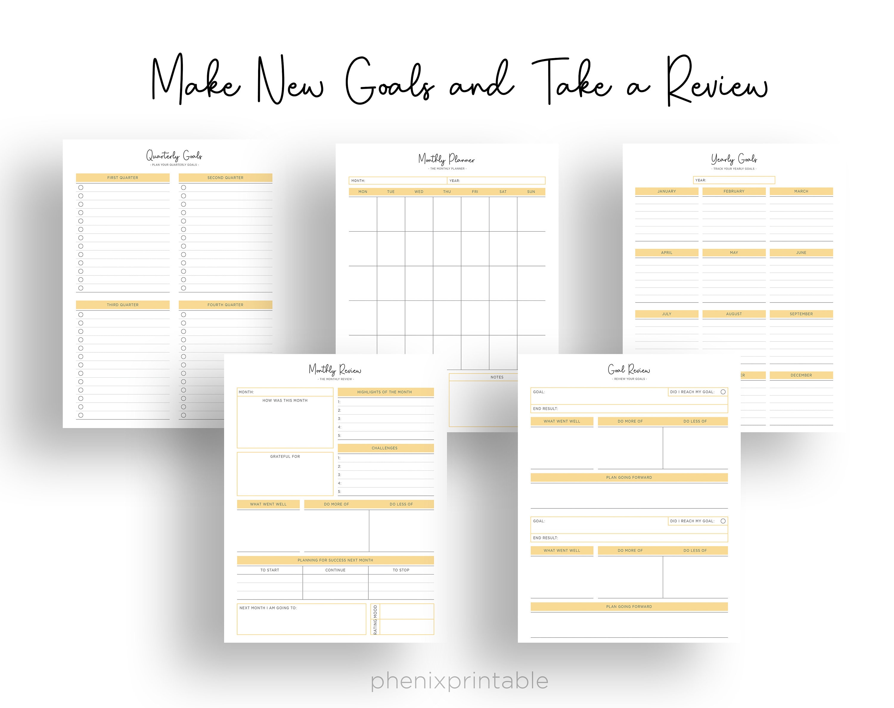 Goal Planner Tracker SMART Goal Setting Kit Monthly Habit - Etsy