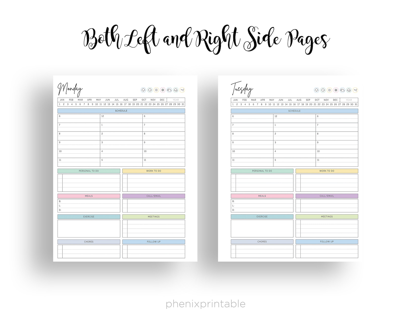 Daily Planner Printable Inserts, Time Management (A4, A5, Happy Planner ...