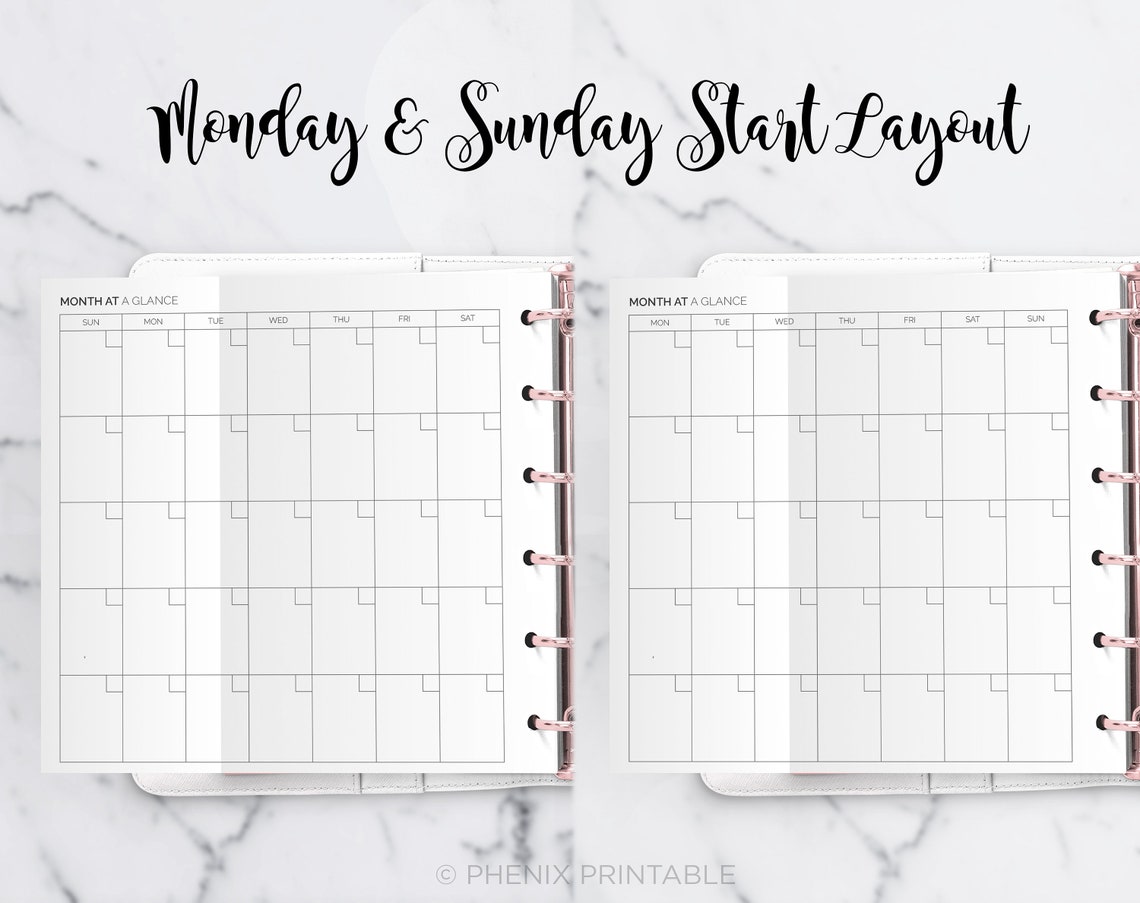 Month at a Glance Monthly Planner Undated Monthly Layout | Etsy