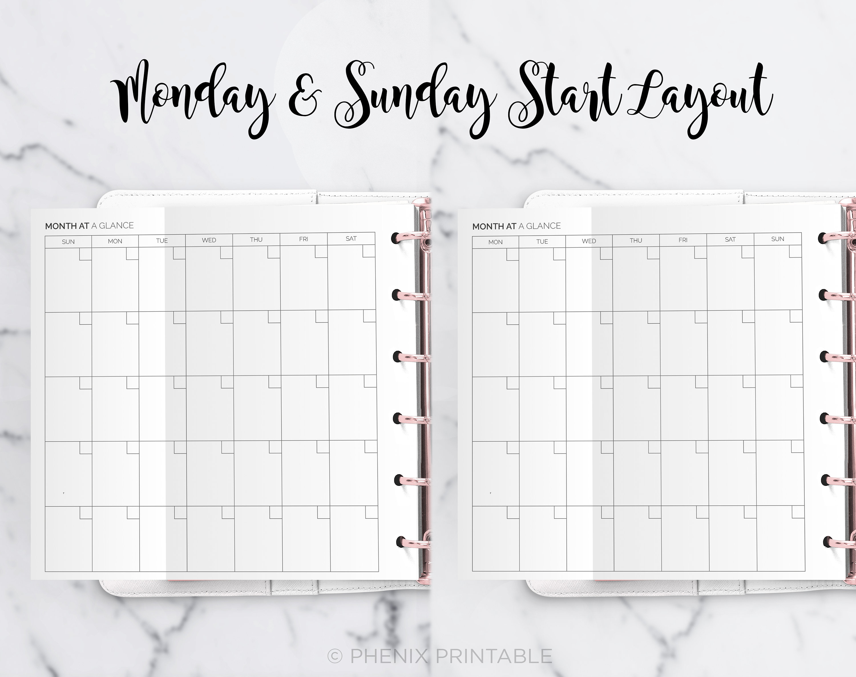 Month at a Glance Monthly Planner Undated Monthly Layout - Etsy
