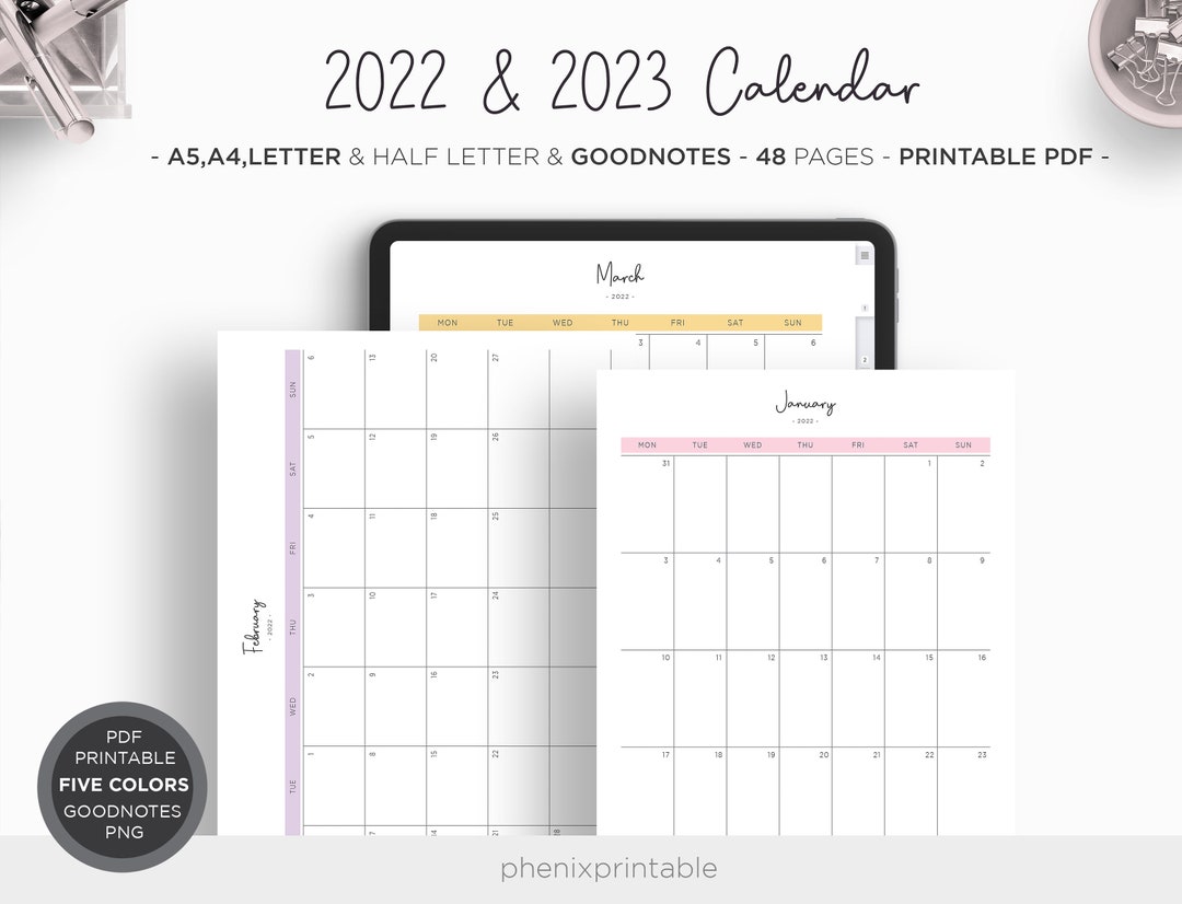 2022 2023 Monthly Planner Yearly Monthly Calendar Inserts - Etsy