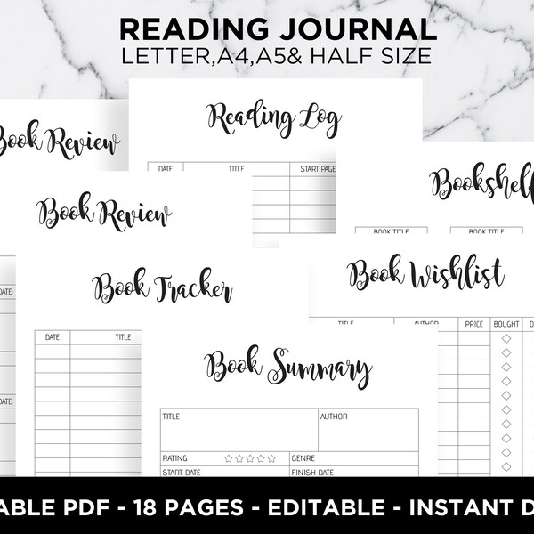 Reading Journal Printable A5 - Etsy