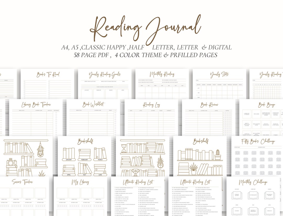 Book Reading Planner Bookshelf Reading Journal Tracker Reading Log Book ...